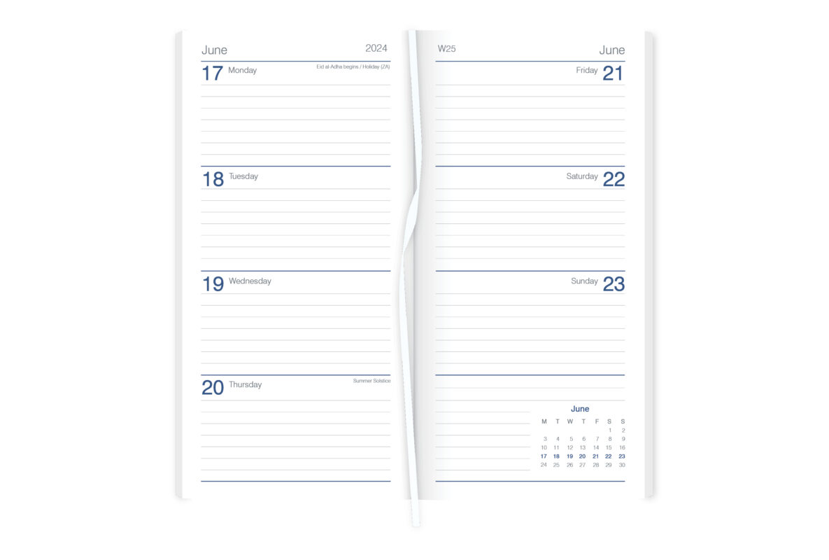 FineGrain Pocket Diary - White Paper - Week to View - Abbeygate ...